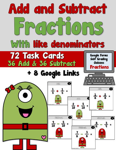Adding and Subtracting Fractions with Like Denominators | Teaching ...