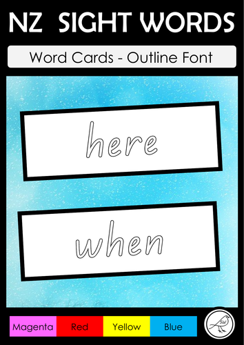 New Zealand Sight Words – word cards in outline font | Teaching Resources