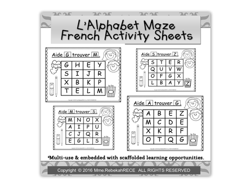 French Alphabet Activity Letter Maze | Teaching Resources