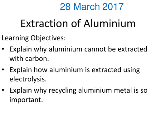 Extraction of Aluminium | Teaching Resources