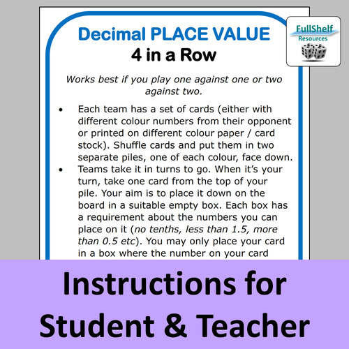 Decimals Place Value Game Year 5 / 6 | Teaching Resources