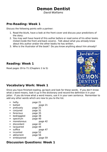 Demon Dentist by David Walliams - Unit of Work | Teaching Resources