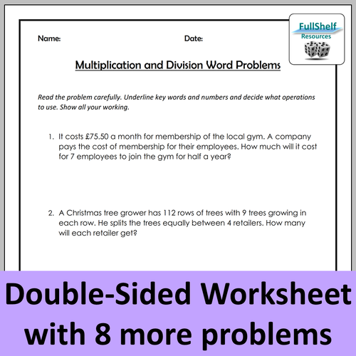 Multiplication and Division Word Problems | Teaching Resources