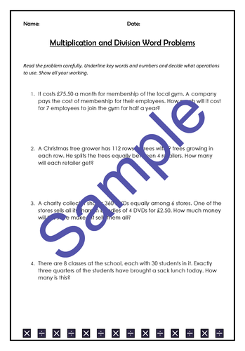 Multiplication and Division Word Problems | Teaching Resources