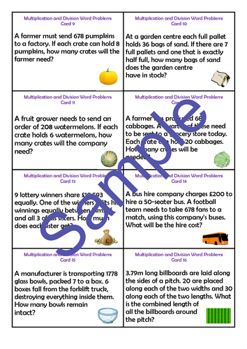 Multiplication and Division Word Problems | Teaching Resources