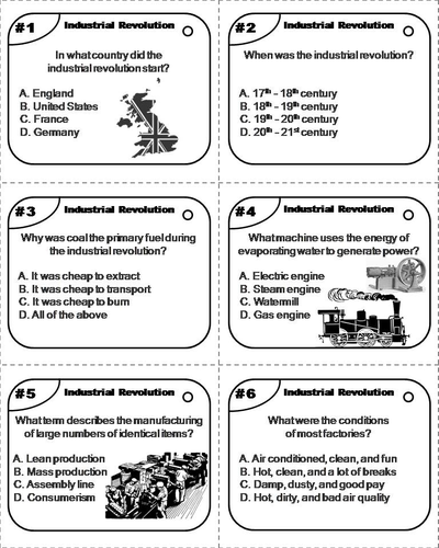 Industrial Revolution Task Cards | Teaching Resources