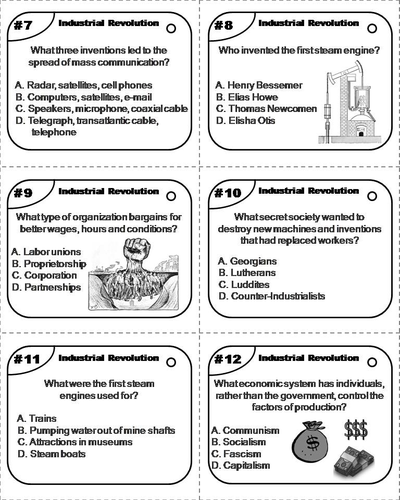 Industrial Revolution Task Cards | Teaching Resources