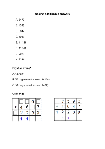 2 Column Addition Lessons for KS2 (with Homework & Planning) | Teaching ...