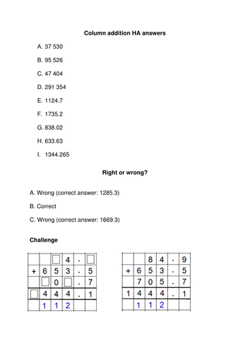 2 Column Addition Lessons for KS2 (with Homework & Planning) | Teaching ...