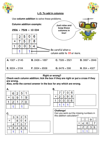 2 Column Addition Lessons for KS2 (with Homework & Planning) | Teaching ...