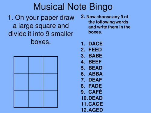 Music Theory: Treble Clef Bingo Game (powerpoint file) | Teaching Resources