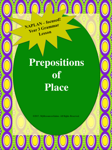 NAPLAN: Year 3 - Prepositions of Place | Teaching Resources