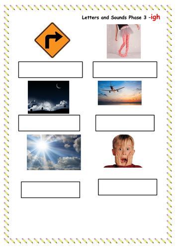 Set of writing sheets for Phonics Phase 3 Digraphs, ch,sh,ai,ow,oo, igh ...