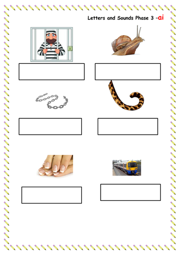 Set of writing sheets for Phonics Phase 3 Digraphs, ch,sh,ai,ow,oo, igh ...