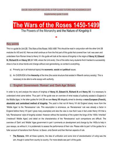 A LEVEL HISTORY The Wars of the Roses- Monarchy and Kingship PART 2 ...