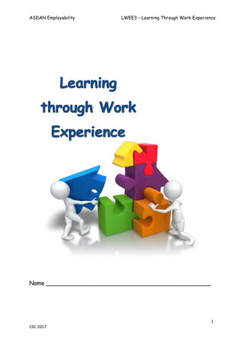ASDAN Employability Learning Through Work Experience E3 workbook ...