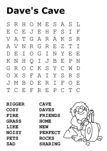 Daves Cave Word Search | Teaching Resources