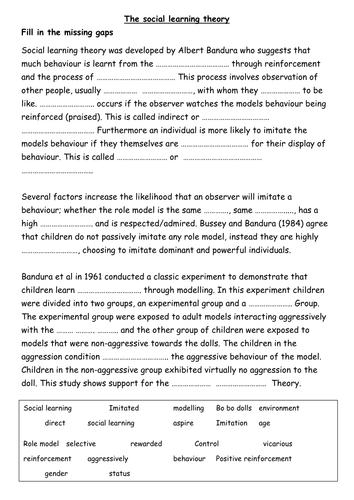GCSE Bandura (Social Learning Theory) - TWO lessons | Teaching Resources