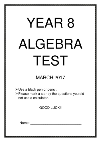 Year 8 Algebra Test | Teaching Resources Year 8 Algebra Test | Teaching Resources