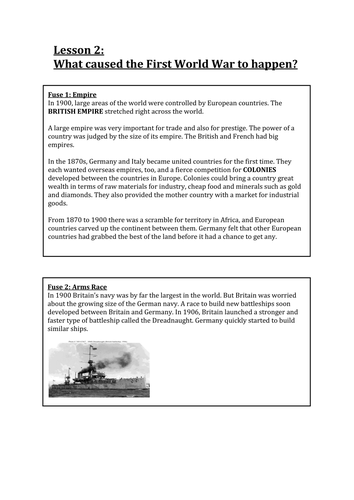 World War 1 Part 1 | Teaching Resources