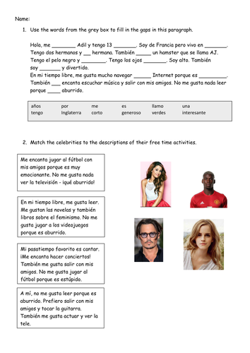 Que te gusta hacer worksheet | Teaching Resources