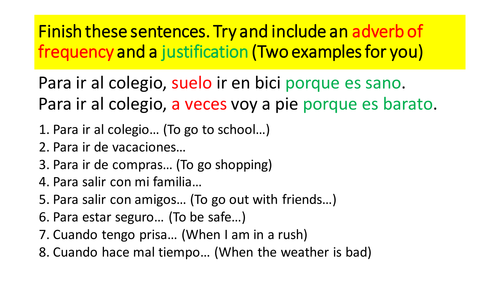 Spanish GCSE el transporte: resources pack on transport (reading ...