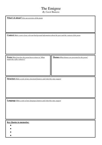 Power and Conflict summary templates | Teaching Resources