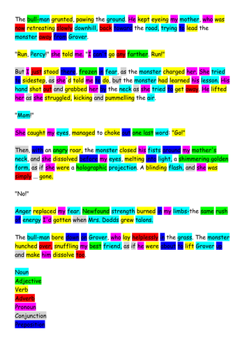 Y5 Word Class activity (using Percy Jackson) | Teaching Resources