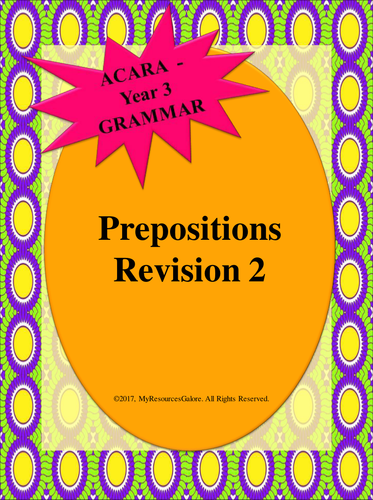 NAPLAN: Year 3 - Prepositions Revision 2 | Teaching Resources