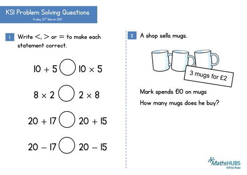 KS1 - Problem Solving Question of the Day - 24th March - Four Rules ...