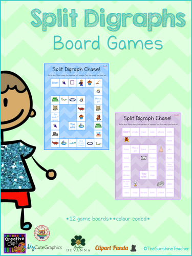 Split Digraphs - Magic E - Board Games - English Activity - Phonics ...
