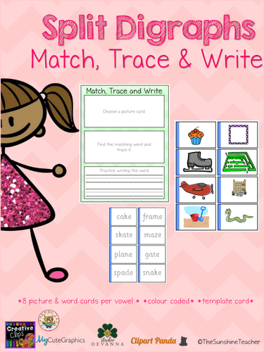 Split Digraphs - Magic E - Match, Trace & Write - English Activity ...