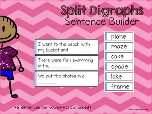 Split Digraphs - Magic E - Sentence Builder - English Activity -Phonics ...