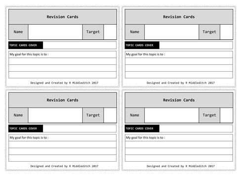 Revision Cards | Teaching Resources