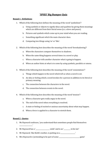 'Spies' by Frayn - 5 x fully-resourced revision lessons | Teaching ...