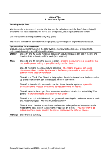 GCSE Science / Physics / Astronomy (AQA P8) Solar System (Lesson plan & PowerPoint) | Teaching ...