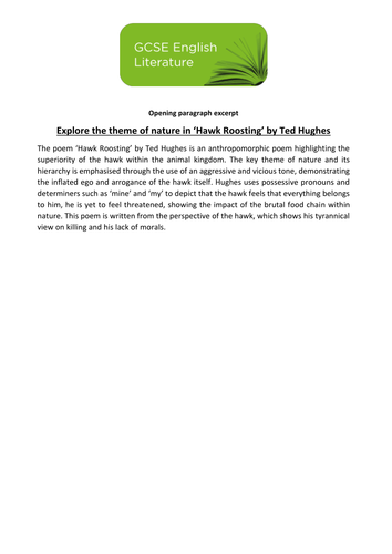 Revision: EDUQAS Poetry Anthology Single Poem Essay on 'Hawk Roosting ...