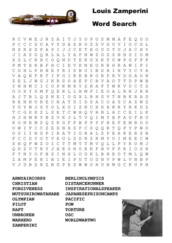Louis Zamperini Word Search | Teaching Resources