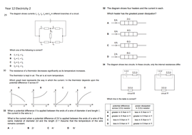 Physics A level Electricity Multiple Choice Questions OCR | Teaching ...