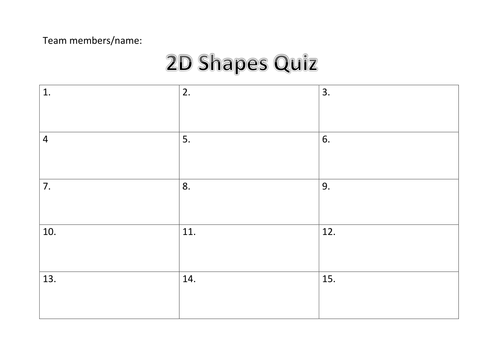 2D shapes quiz | Teaching Resources