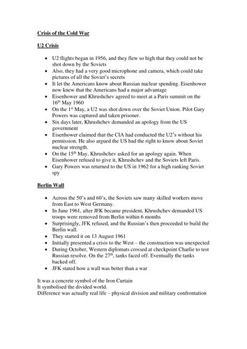 GCSE History - Cold War revision notes 1945-1991 | Teaching Resources GCSE History - Cold War revision notes 1945-1991 | Teaching Resources
