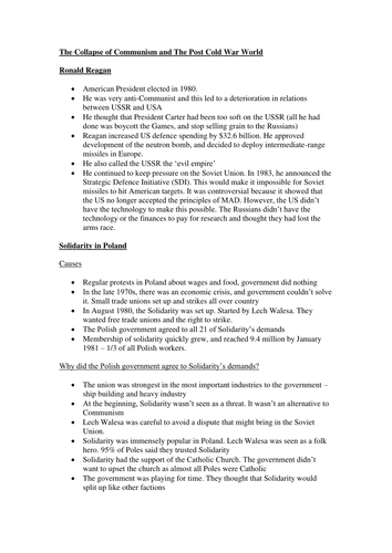 GCSE History - Cold War revision notes 1945-1991 | Teaching Resources GCSE History - Cold War revision notes 1945-1991 | Teaching Resources