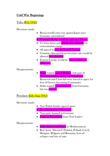 GCSE History - Cold War revision notes 1945-1991 | Teaching Resources GCSE History - Cold War revision notes 1945-1991 | Teaching Resources