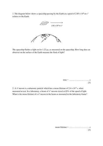 Special Relativity Questions - Time dilation - A Level Physics ...