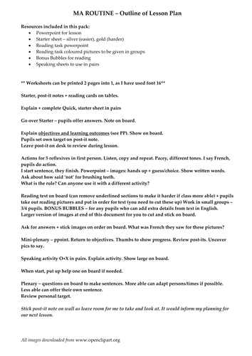 Ma Routine - French Year 7 - 5 Resources. | Teaching Resources