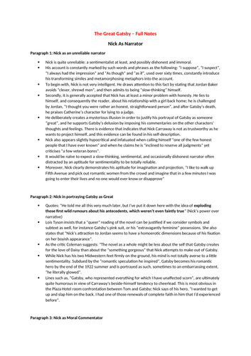 A Level English - The Great Gatsby Full Notes and Analysis | Teaching ...