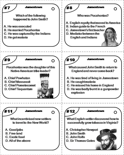 Jamestown Task Cards | Teaching Resources