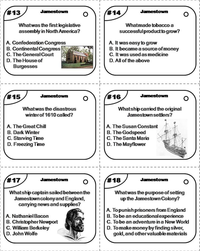 Jamestown Task Cards | Teaching Resources