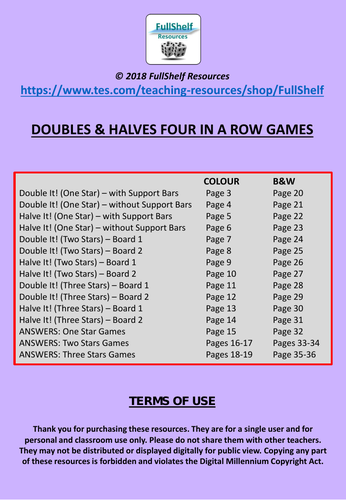 Doubles and Halves Games 2 / 3 digits | Teaching Resources