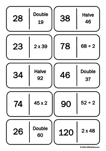 Doubles / Halves Activities 2 / 3 Digits | Teaching Resources